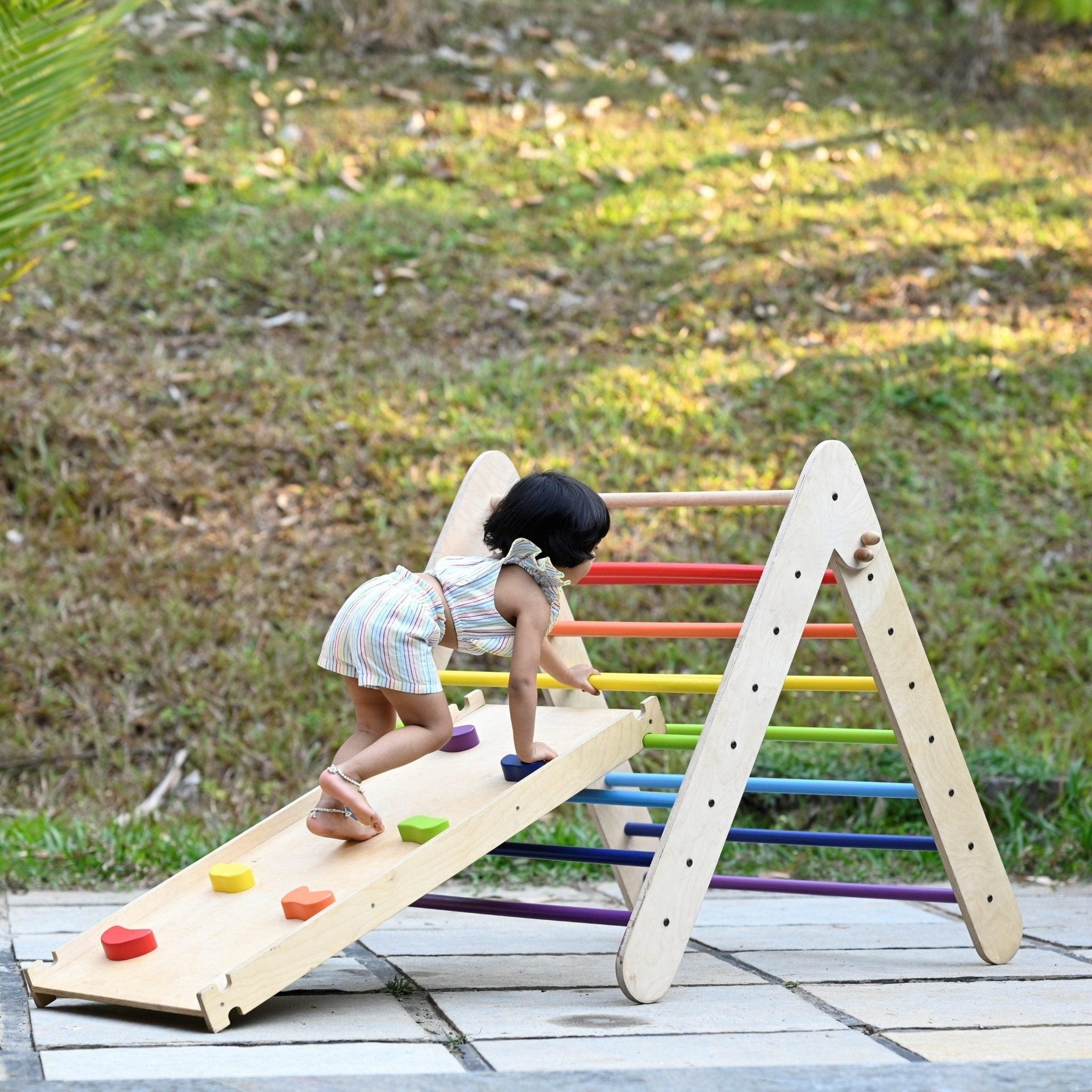 Wooden Pikler Triangle Climber with Slider Attachment – AARIV TOYS