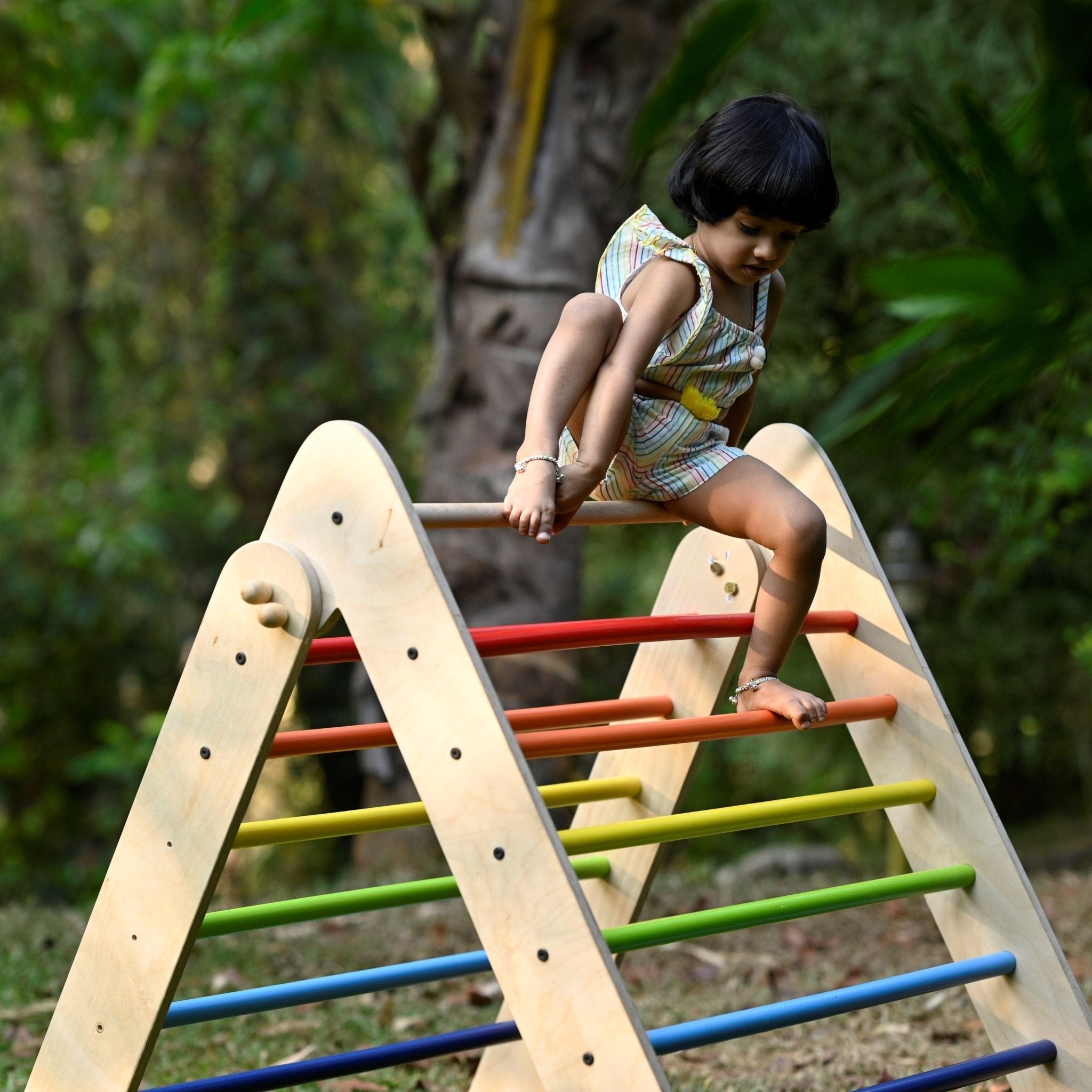 Wooden Pikler Triangle Climber with Slider Attachment – AARIV TOYS